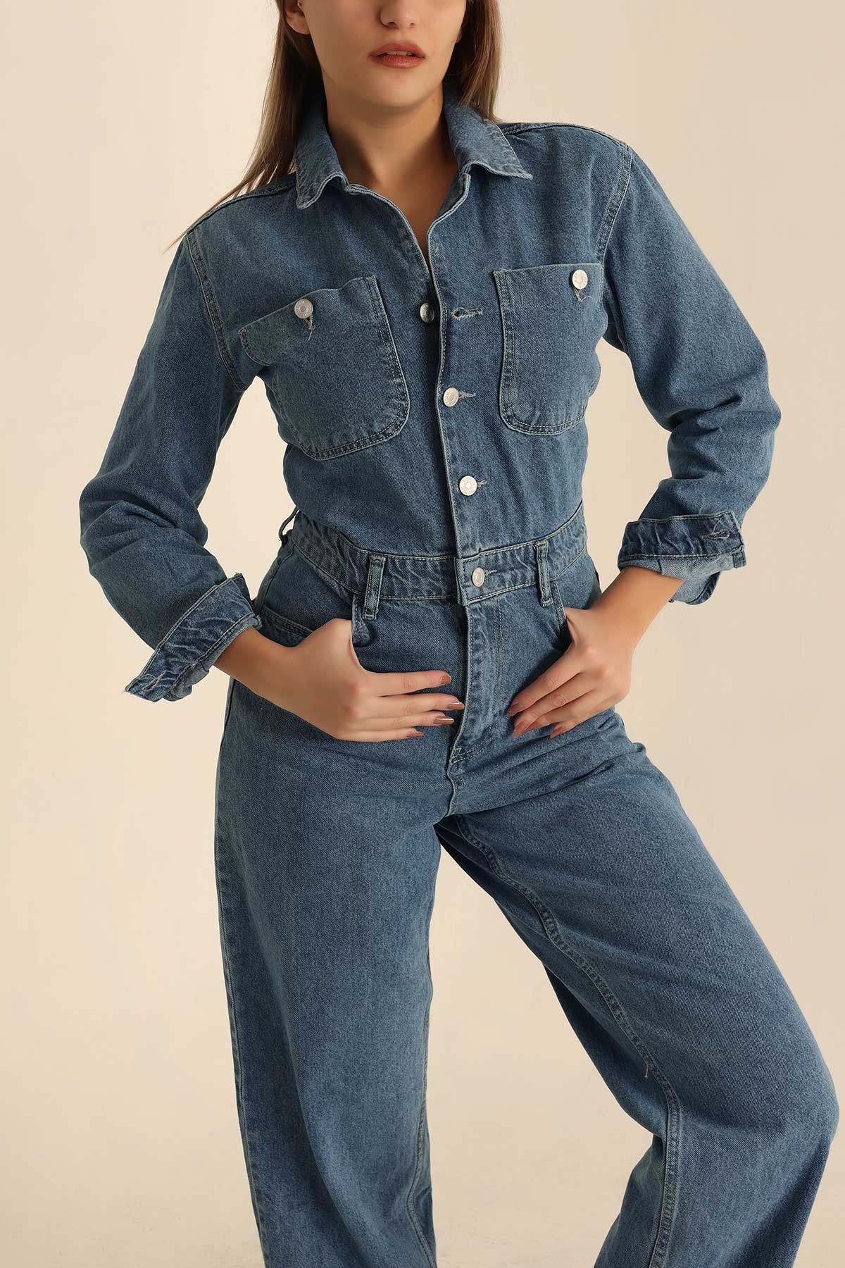 Mavi Yeni Sezon Kot Tulum 223060 | ModamızBir | Modamizbir.Com