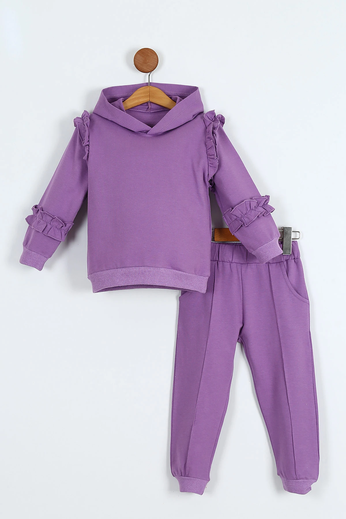 Mor (3-7 Yaş) Çift Fırfırlı Kız Çocuk Takım 251951 | ModamızBir ...