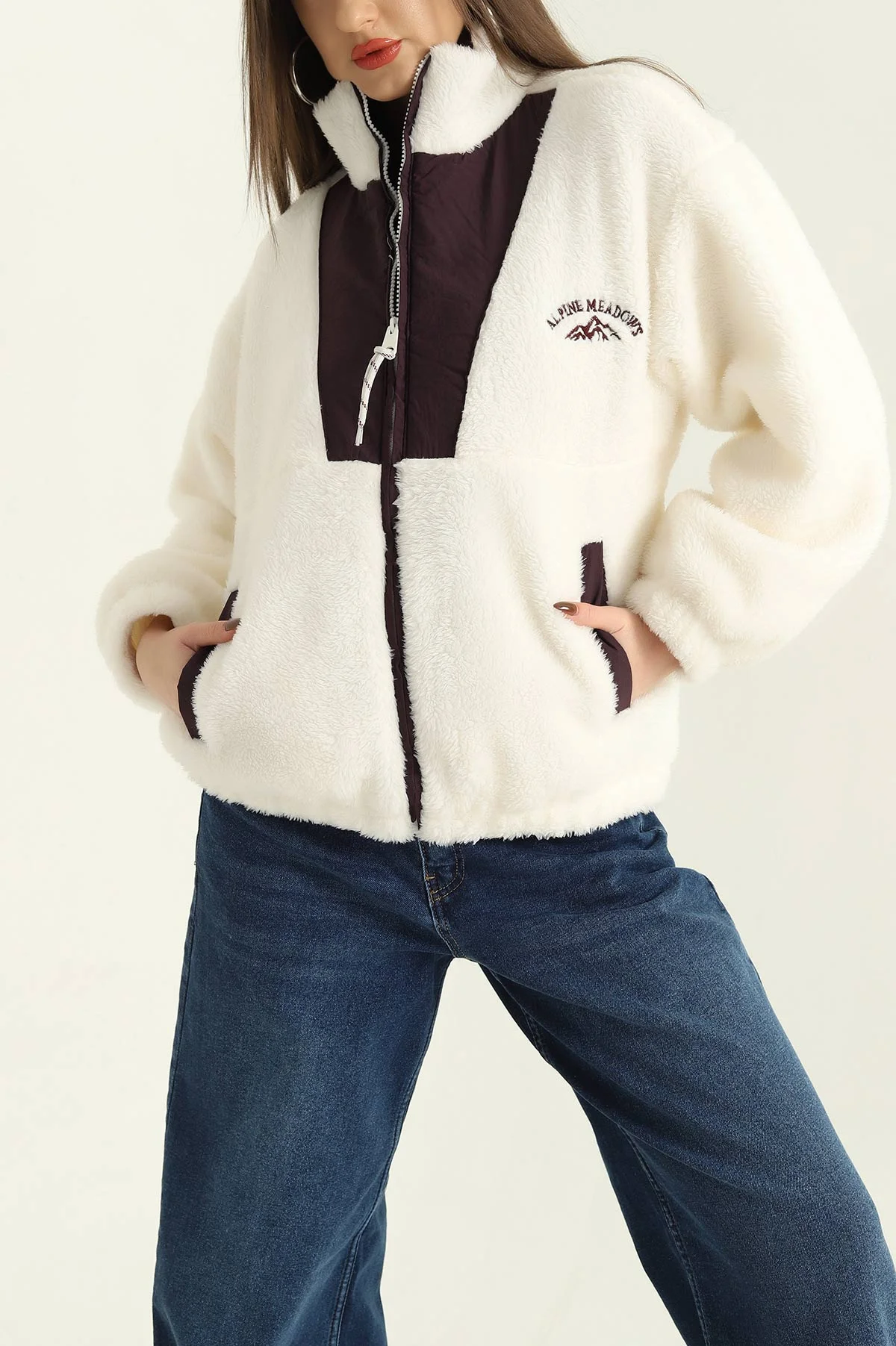 Mor Astarlı Kürklü Yumoş Mont 331583