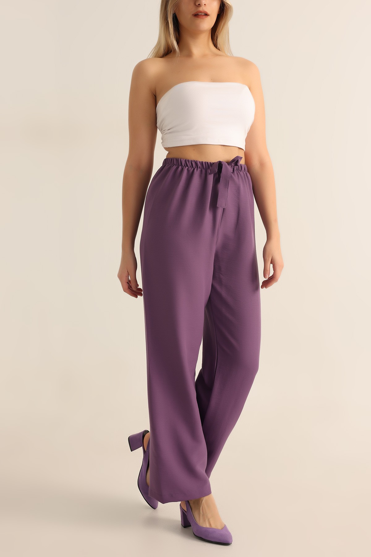 Mor Beli Lastikli Aerobin Pantolon 184373 | ModamızBir | Modamizbir.Com
