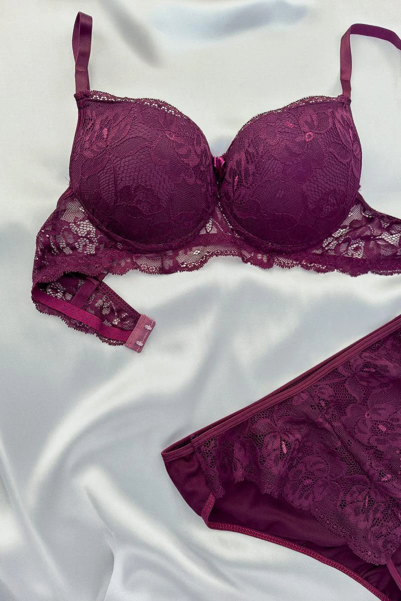 Mor Dantelli Destekli Sütyen Takımı 341321