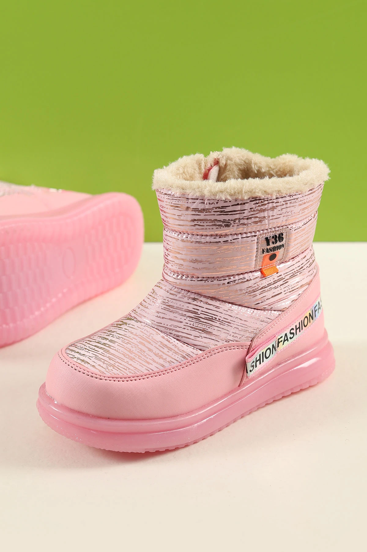 Pembe (26-30 Patik) Fermuarlı İçi Kürklü Kız Çocuk Kar Bot 234567 ...