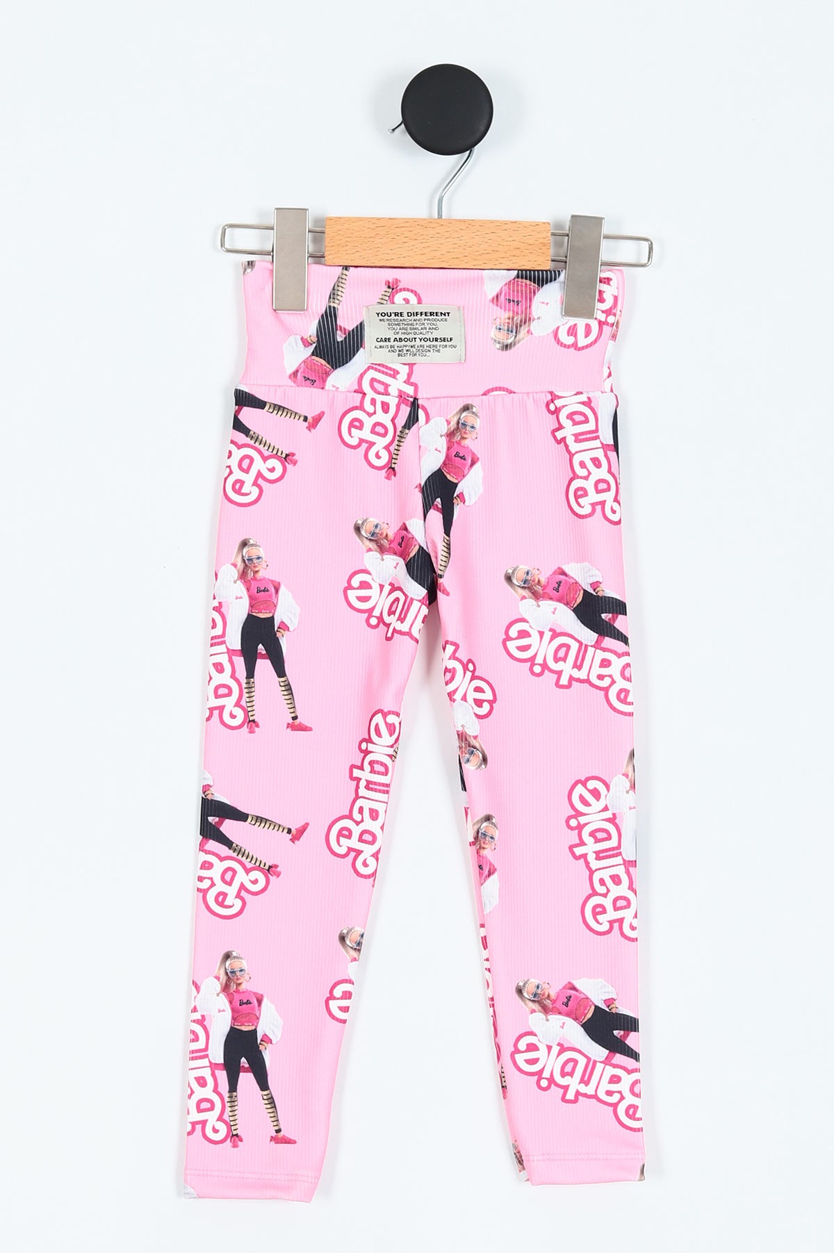 Pembe (4-12 Yaş) Dijital Barbie Baskılı Fitilli Şardonlu Kız Çocuk Tayt ...