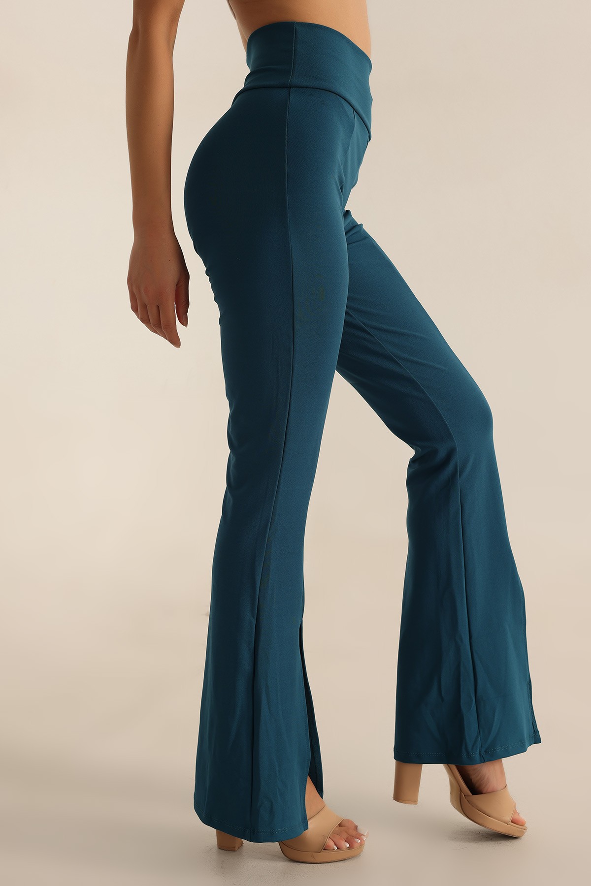 Petrol İspanyol Paça Yırtmaçlı Bayan Pantalon 198831 | ModamızBir ...