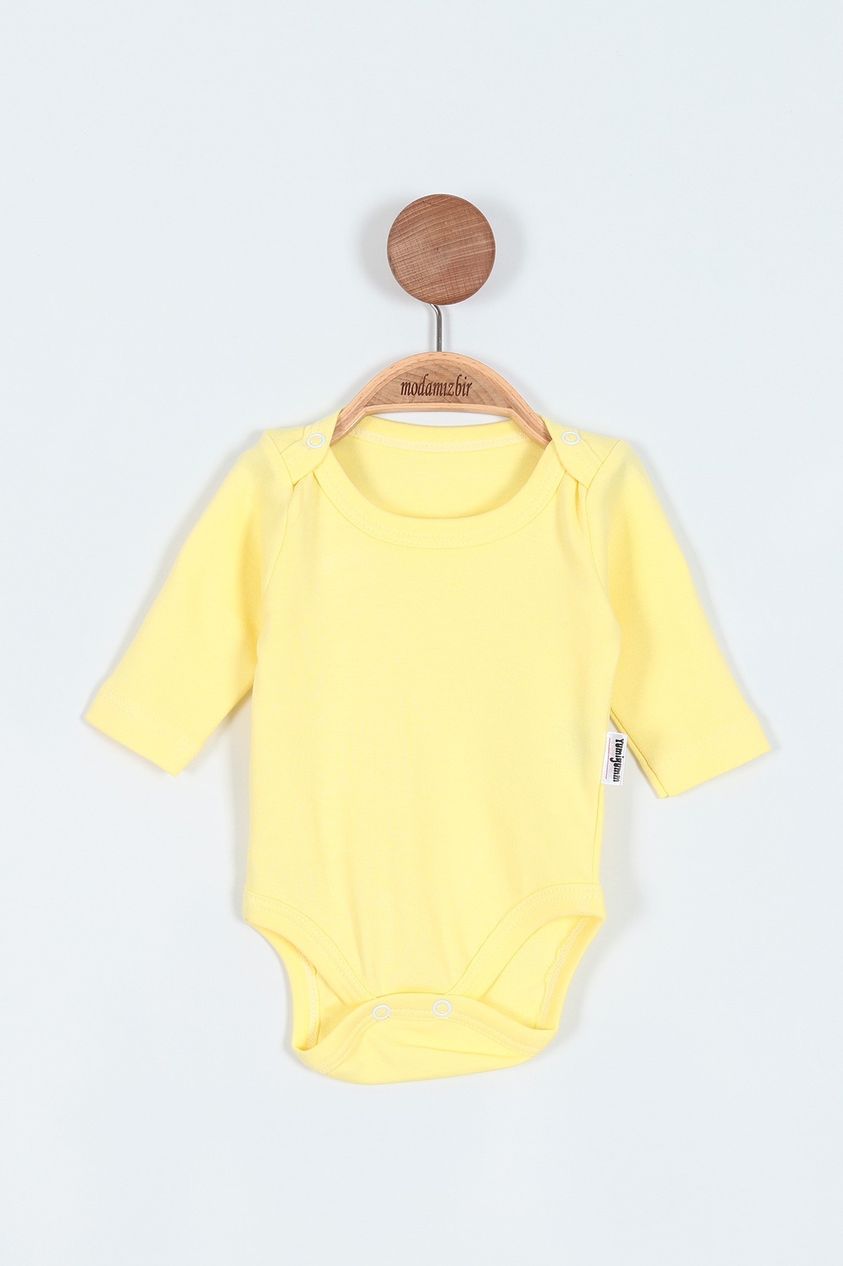 Sarı (0-9 Ay) Düz Uzun Kol Çıtçıtlı Erkek Bebe Badi 207281