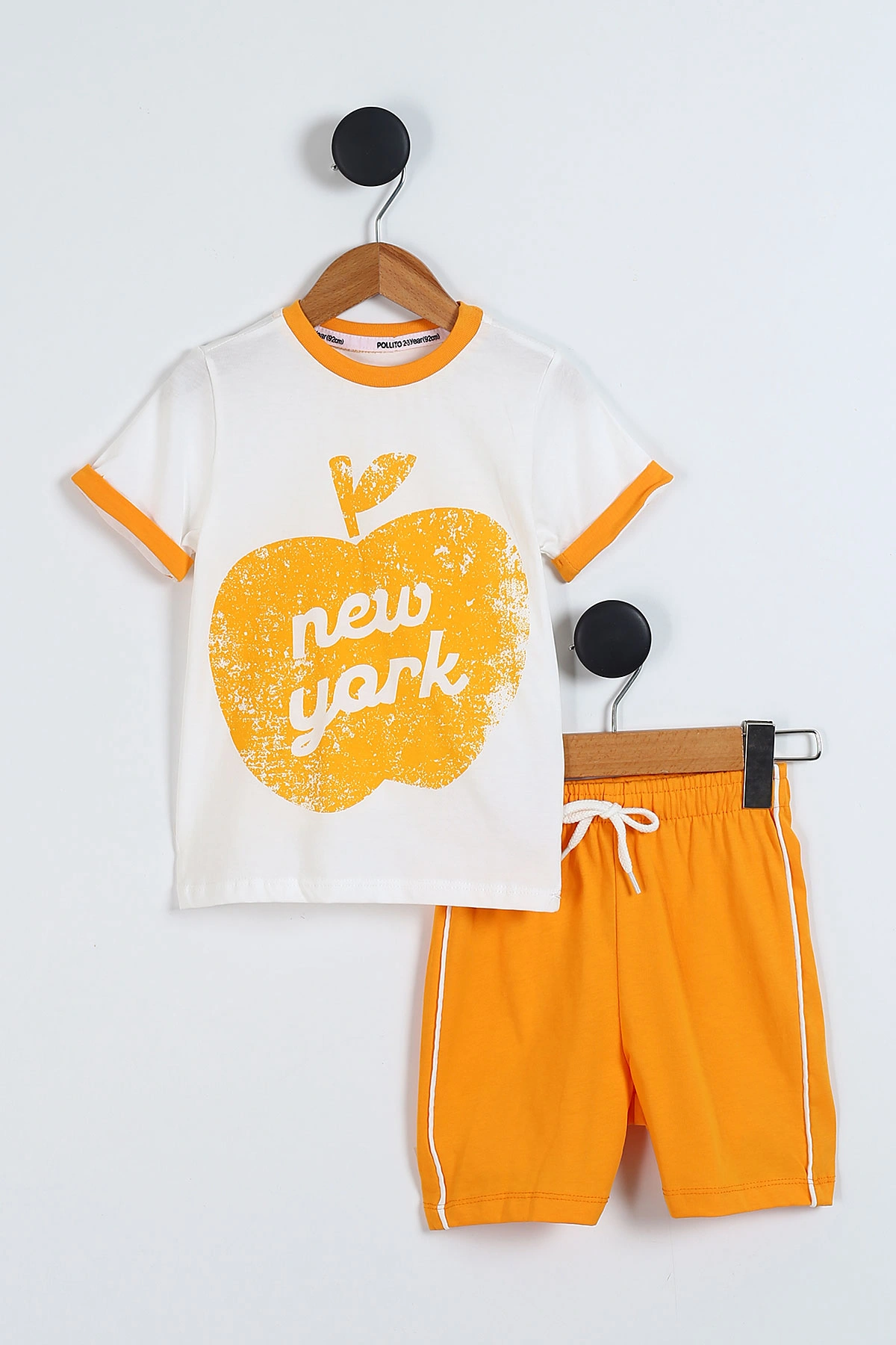 Sarı (2-6 Yaş) Elma Baskılı Erkek Çocuk Yazlık Takım 339975