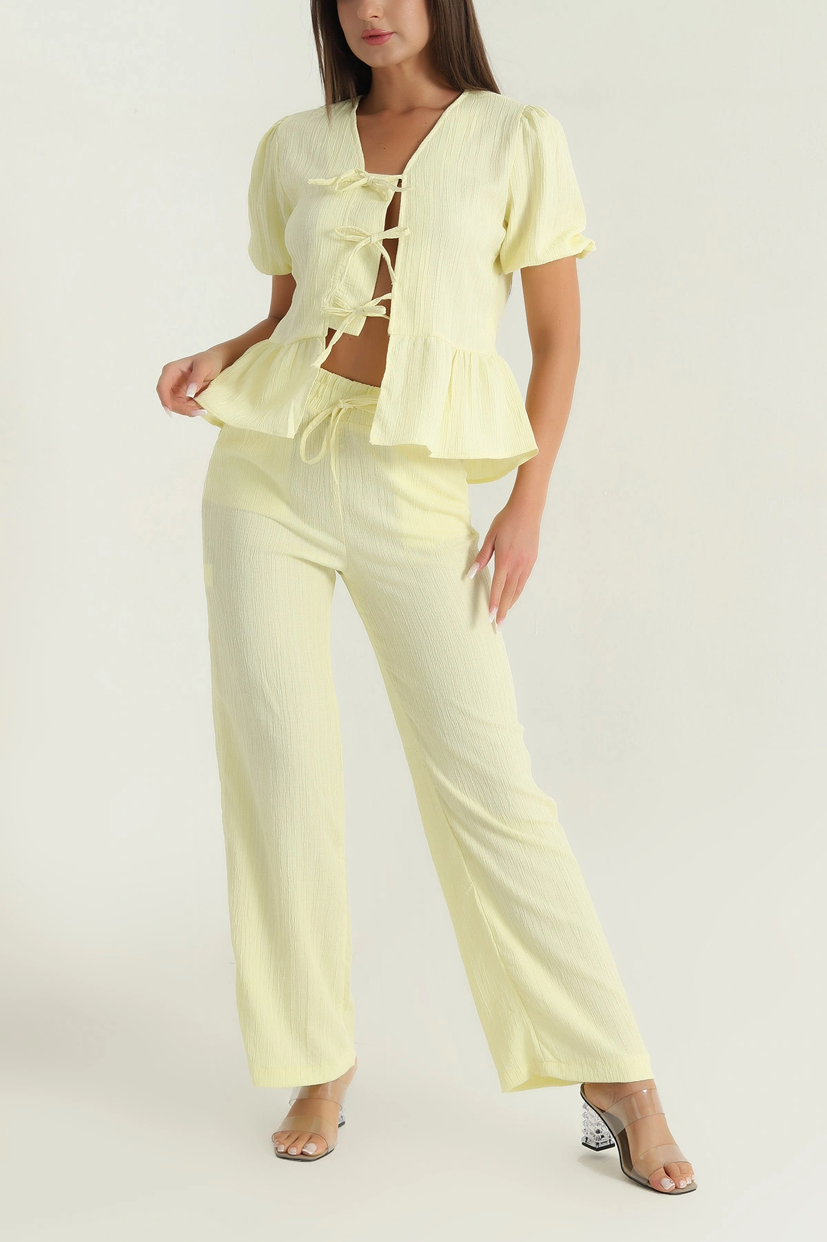 Sarı Çilek Kumaş Kadın İkili Takım 385531