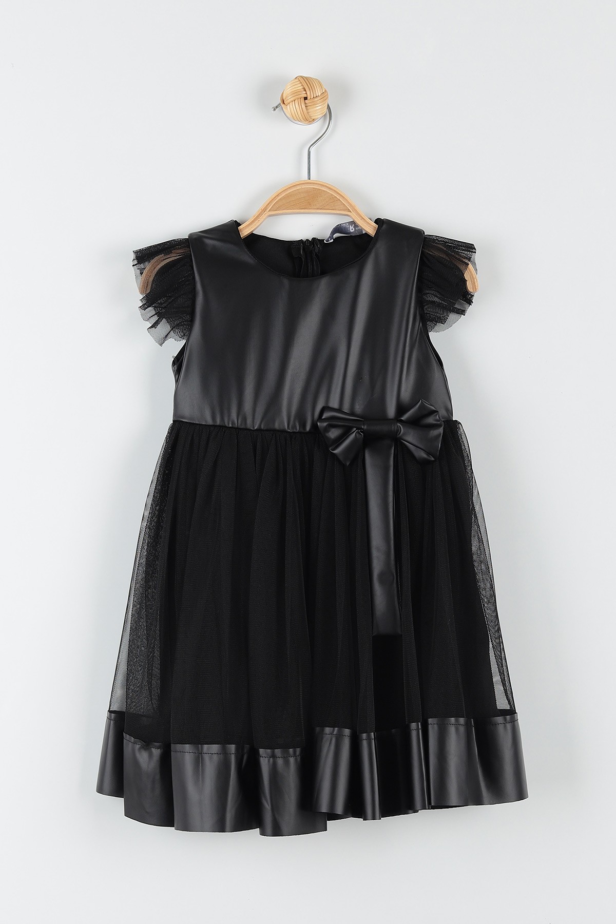 Siyah (2-5 Yaş) Tüllü Deri Detay Kız Çocuk Elbise 175620 | ModamızBir ...