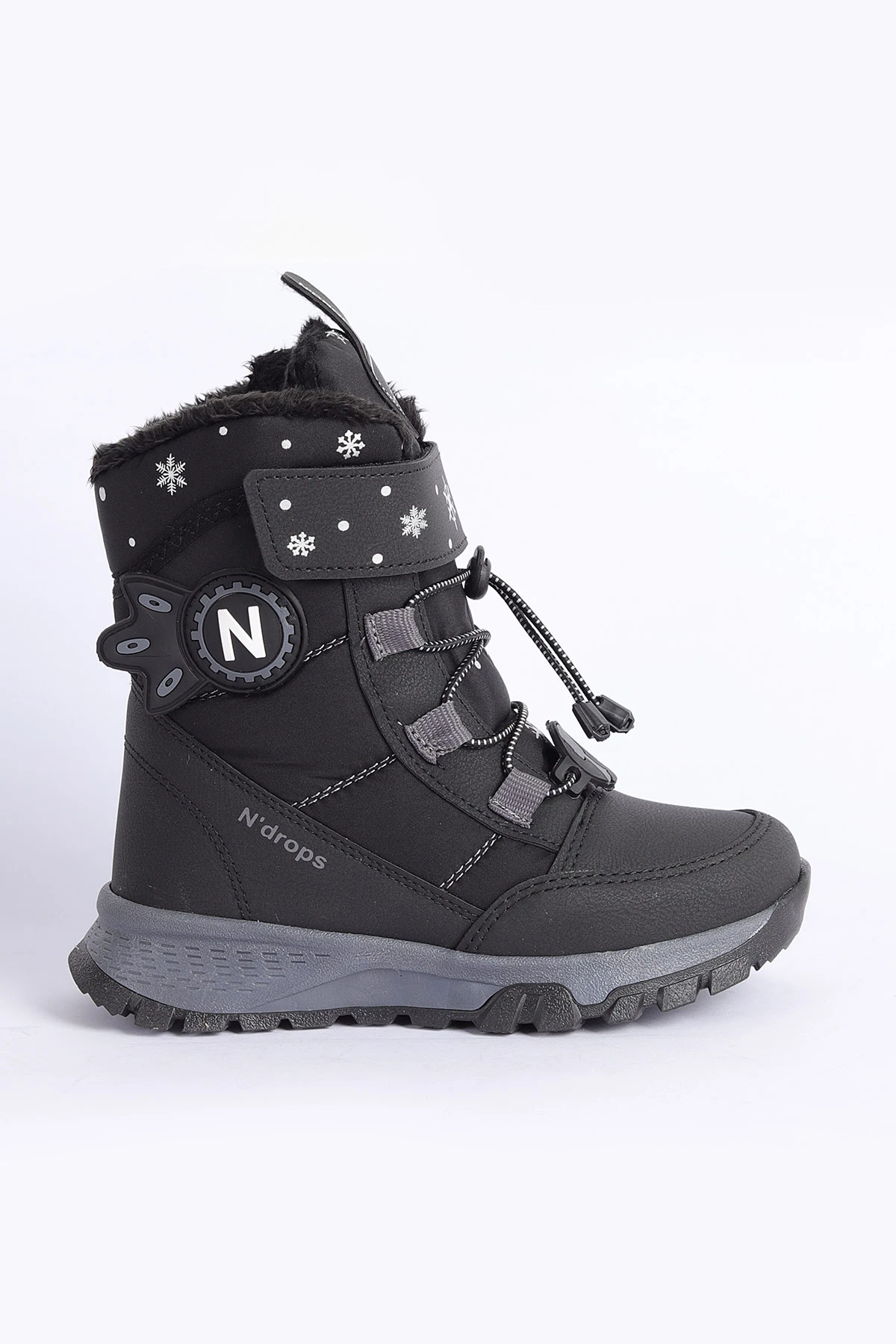 Siyah (31-35 Filet ) Cırtlı Lastik Aksesuarlı İçi Kürklü Kız Çocuk Kar ...