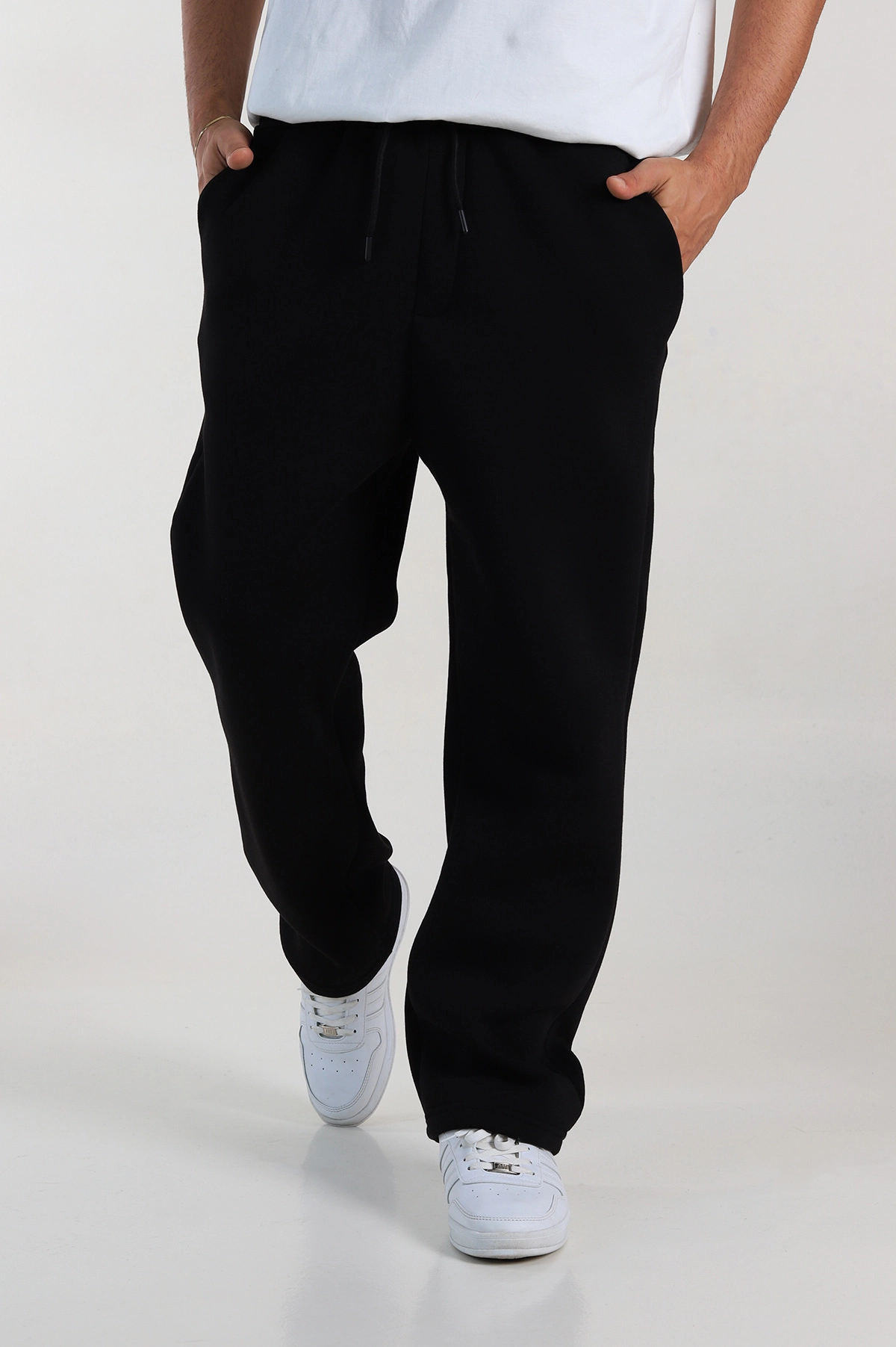 Siyah Baggy Üç İp Şardonlu Erkek Eşofman Altı 307767