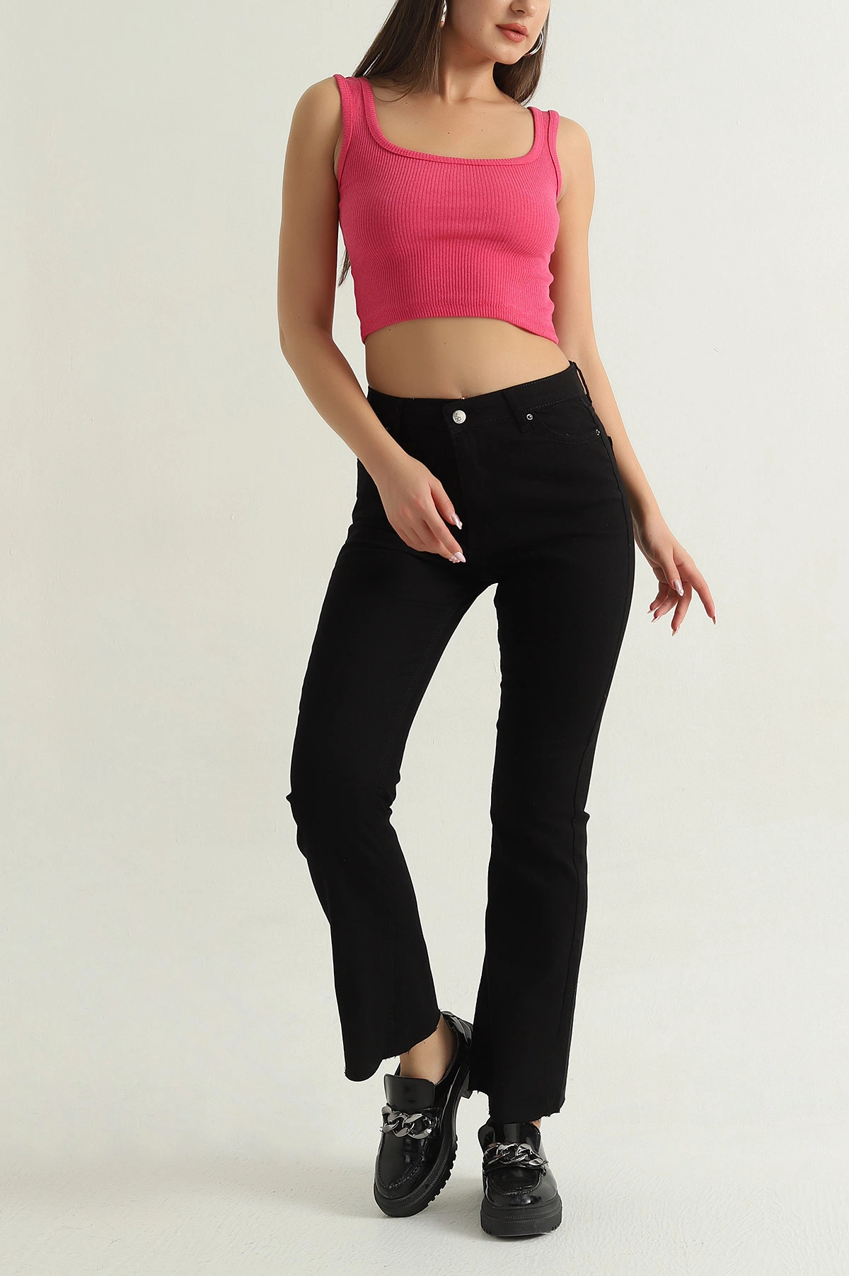 Siyah Cepli Likralı Kadın Kot Pantolon 378407