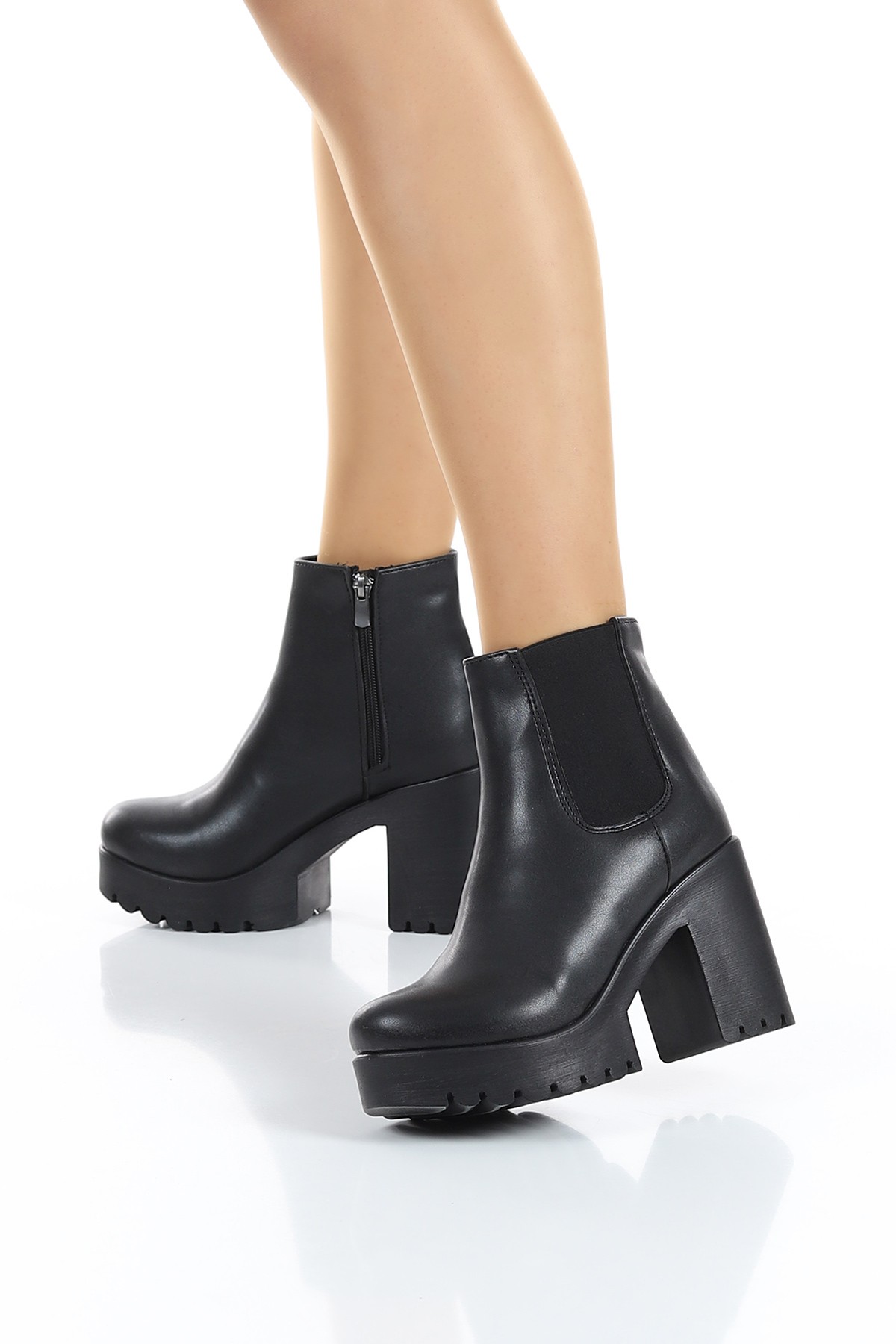 Siyah Fermuarlı Topuklu Bot 139998 | ModamızBir | Modamizbir.Com