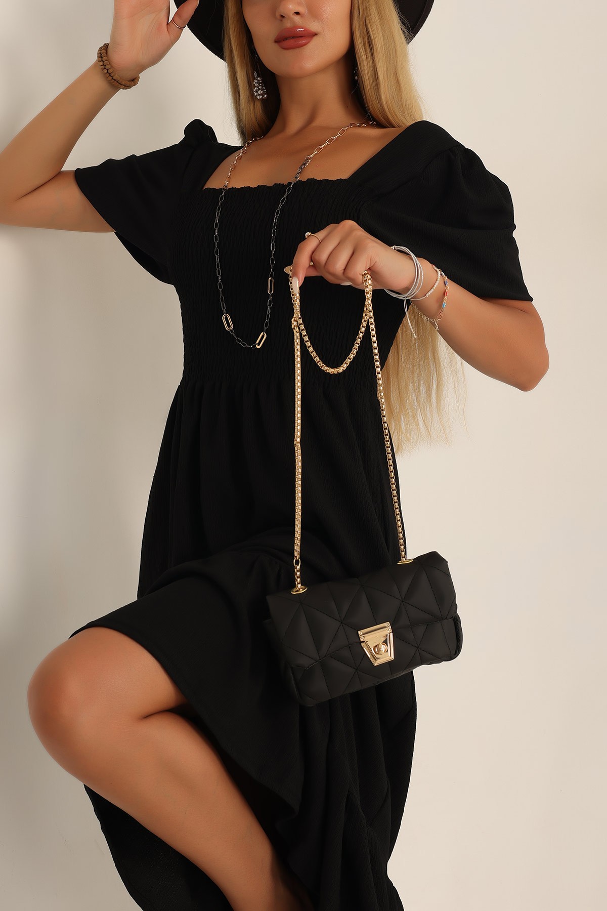 Siyah Kapitone Mini Boy Kilit Kapaklı Omuz Çantası 191820 | ModamızBir ...