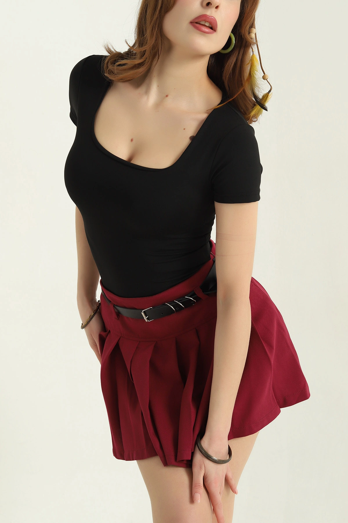 Siyah Kare Yaka Sendy Zıbın Bluz 336366