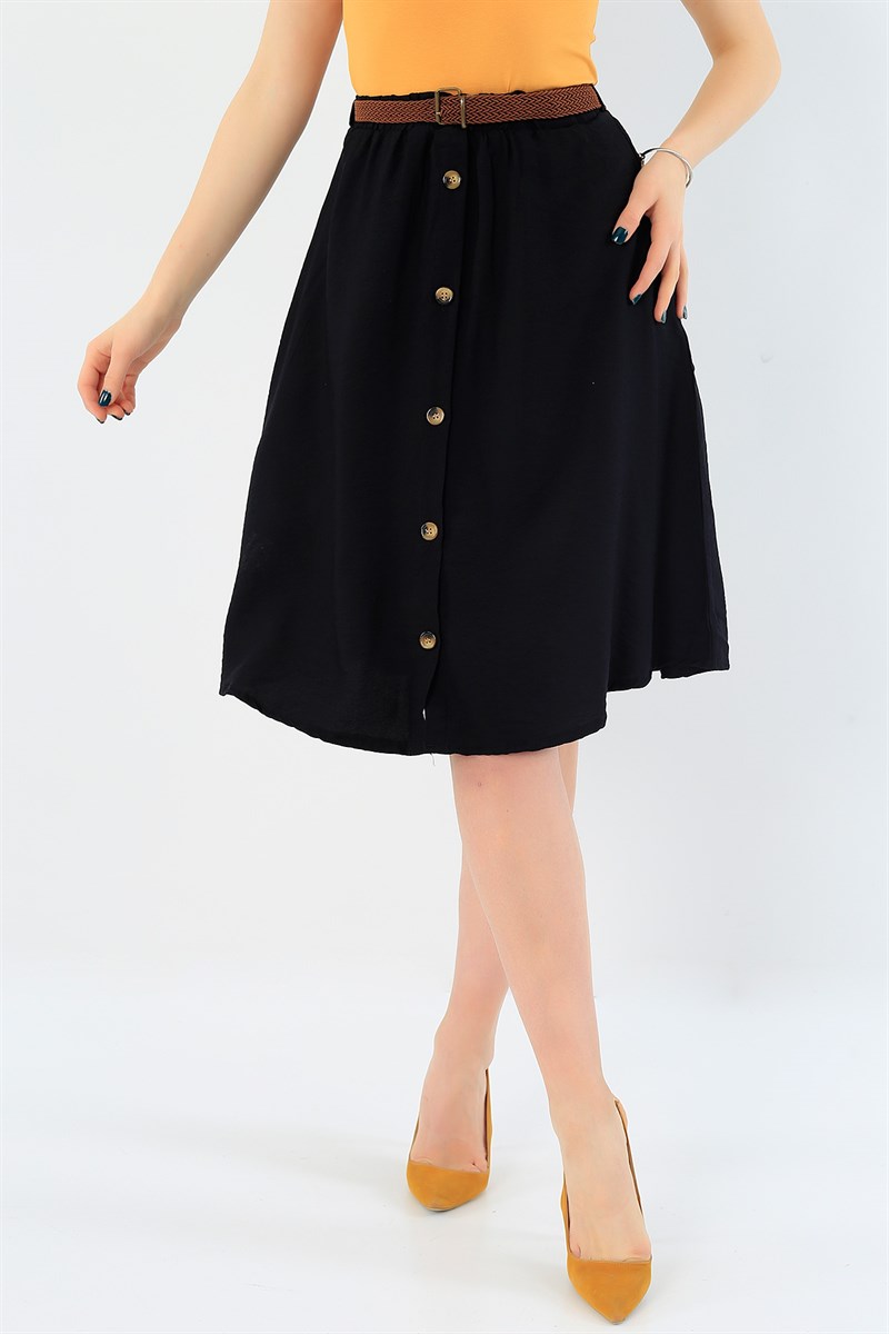 29,95 TL Siyah Kemer Detay Düğmeli Etek 30314B | Modamızbir ...