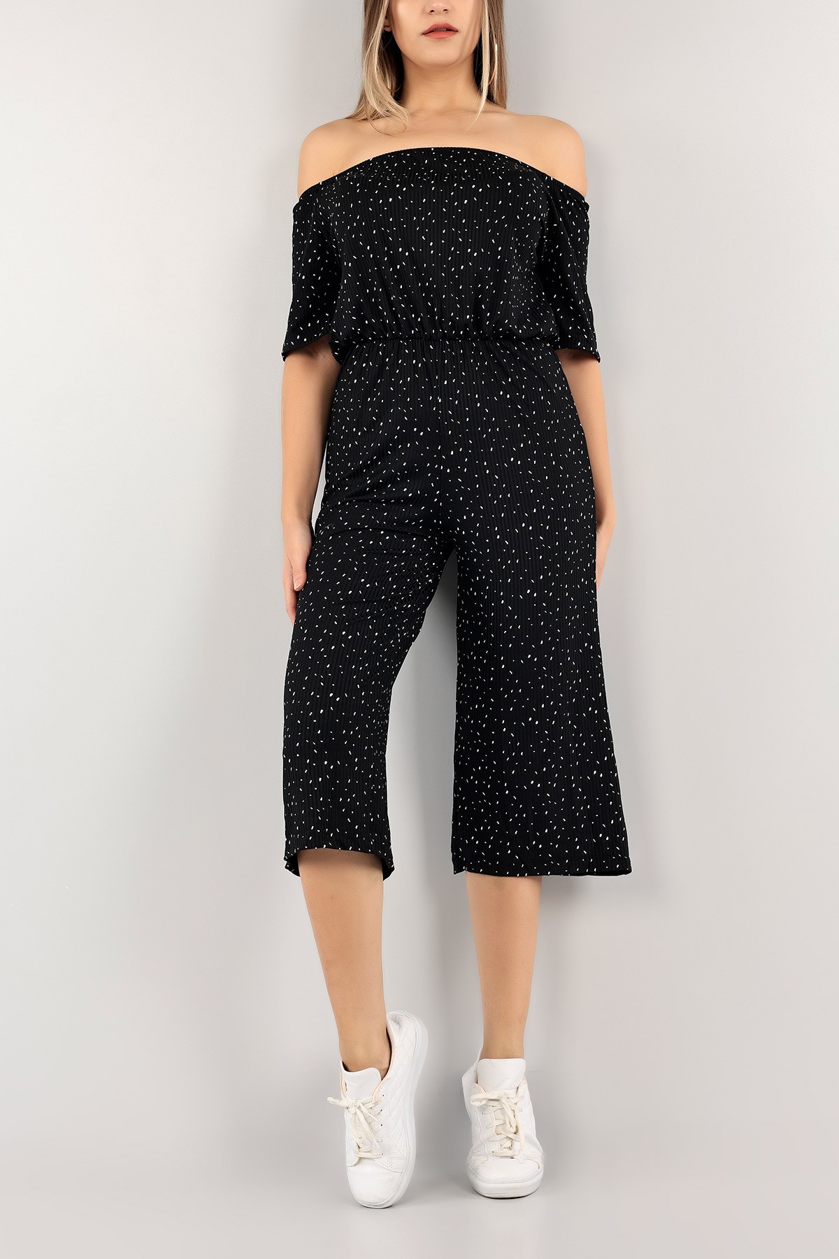 Siyah Madonna Yaka Bayan Tulum 117463 | ModamızBir | Modamizbir.Com