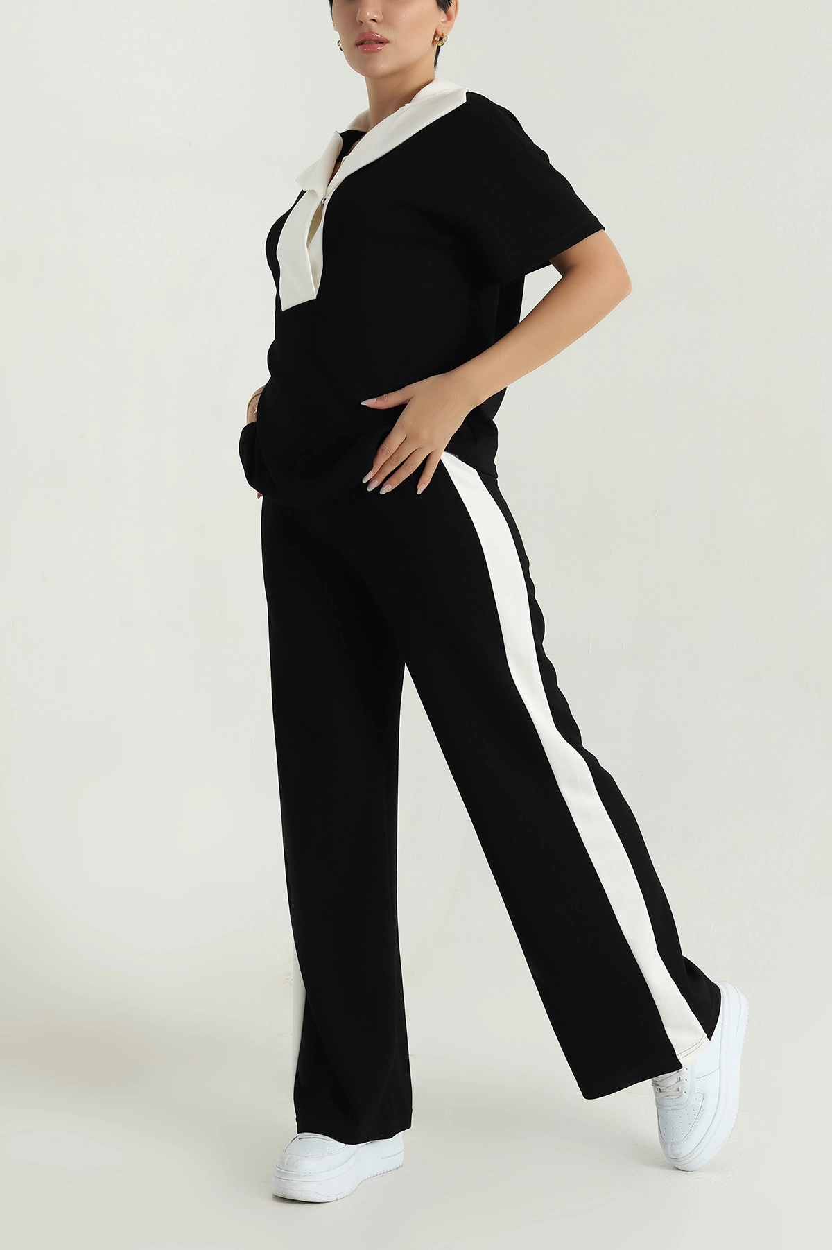 Siyah Modal Yaka Detay Kadın İkili Takım 384608