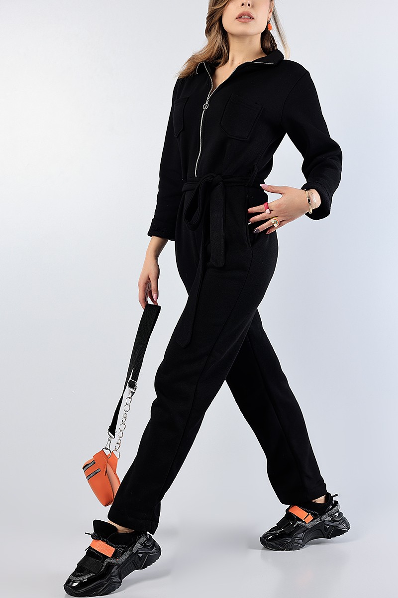 Siyah Şardonlu Bayan Tulum 81078 | ModamızBir | Modamizbir.Com