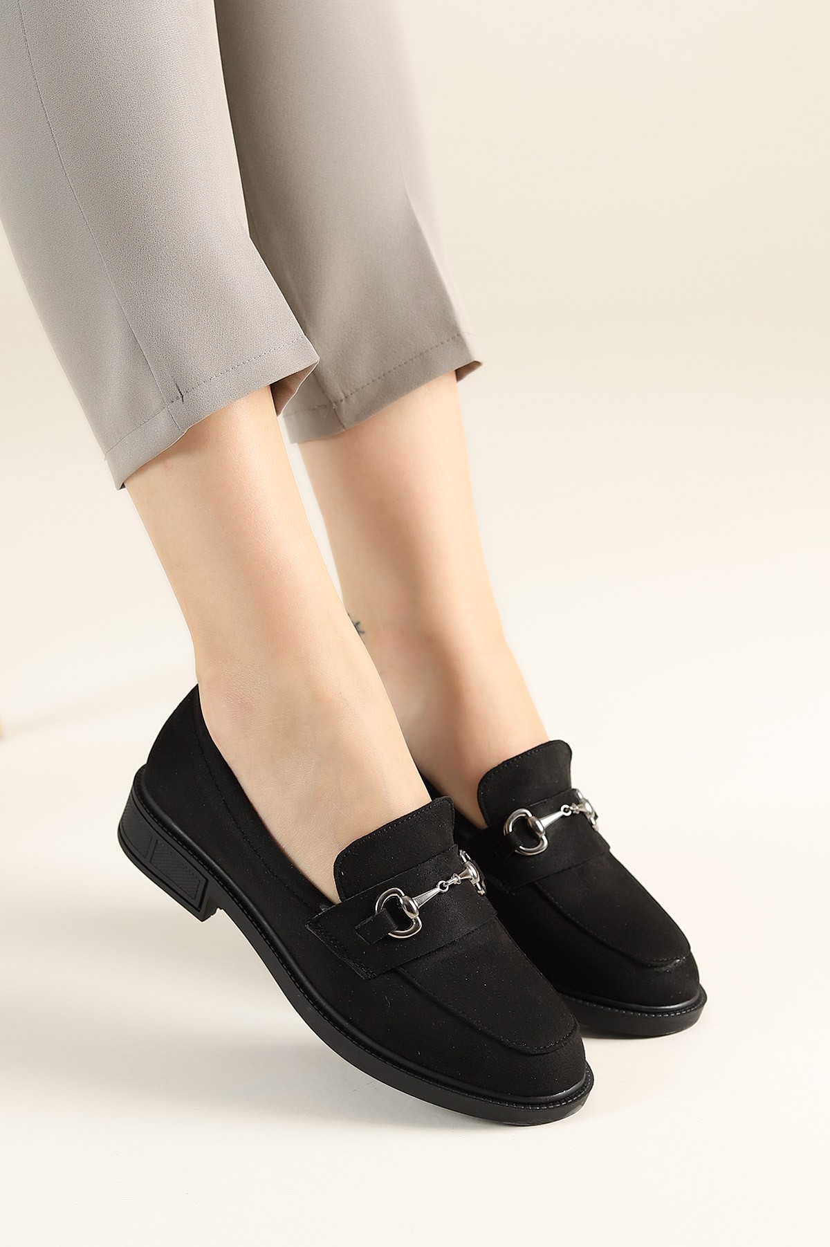 Siyah Süet Tokalı Loafer Ayakkabı 217832 | ModamızBir | Modamizbir.Com