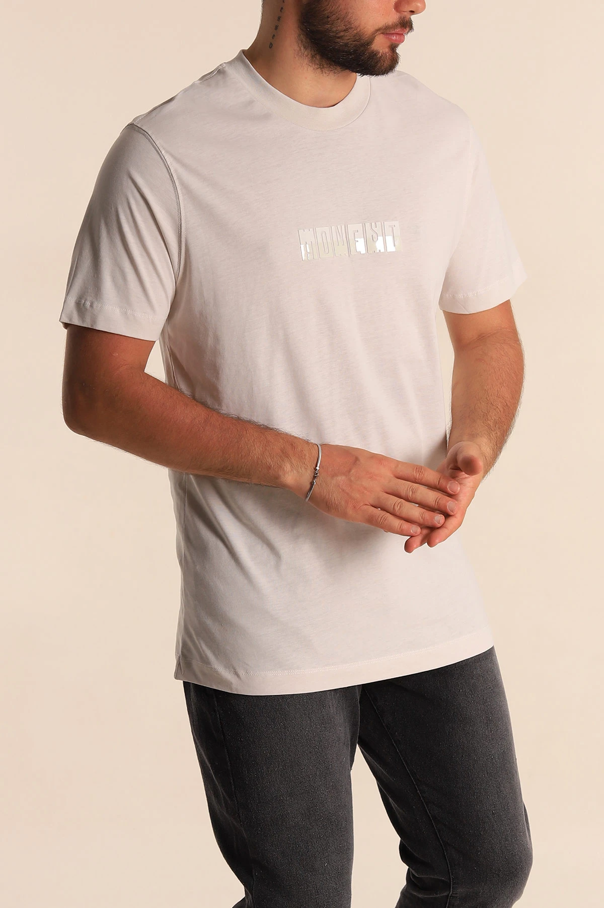 Taş Relaxed Fit Suprem Kumaş Kabartma Yazı Detay Erkek Tişört 277276