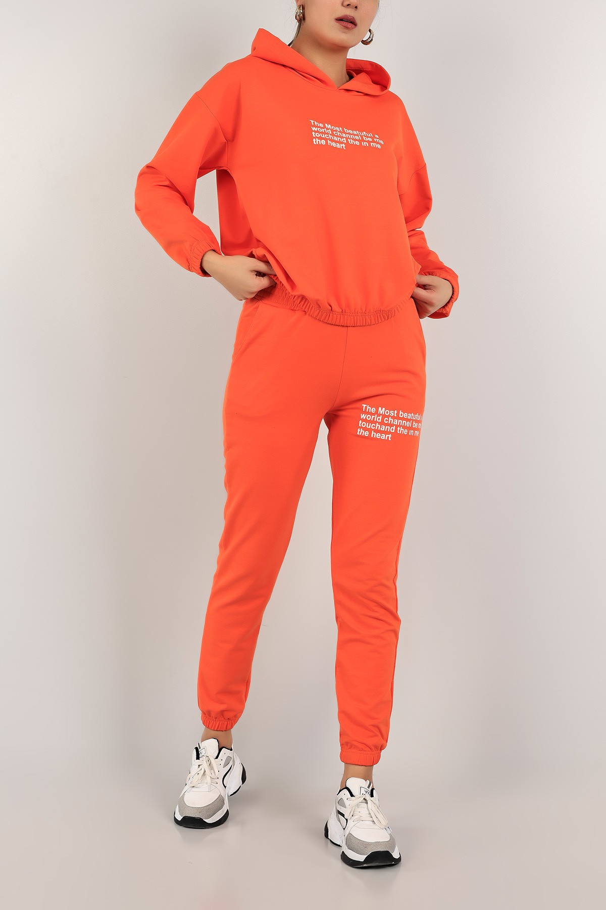 Turuncu Bel ve Paça Lastikli İki İp İkili Takım 142858 | ModamızBir ...