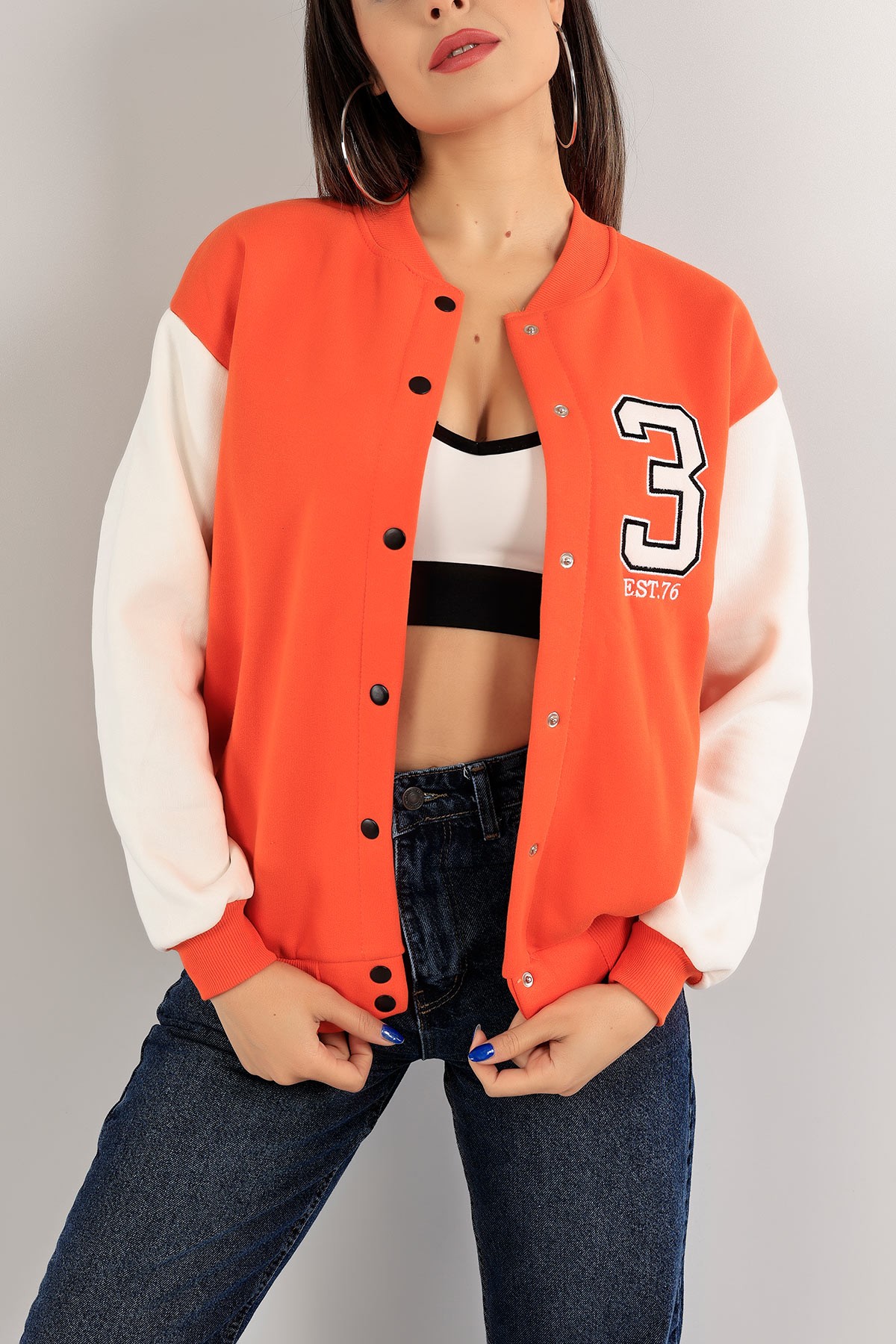 Turuncu İçi Şardonlu Kolej Mont Ceket 137626 | ModamızBir | Modamizbir.Com