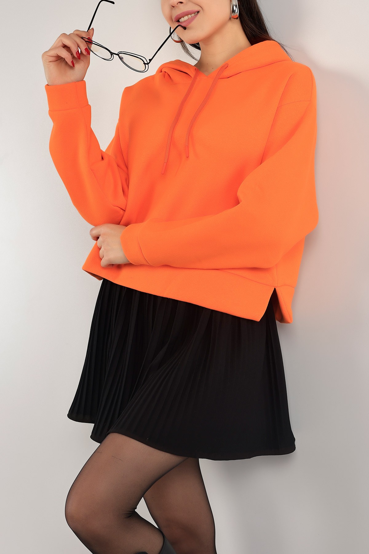 Turuncu Şardonlu Bayan Sweat 140395 | ModamızBir | Modamizbir.Com