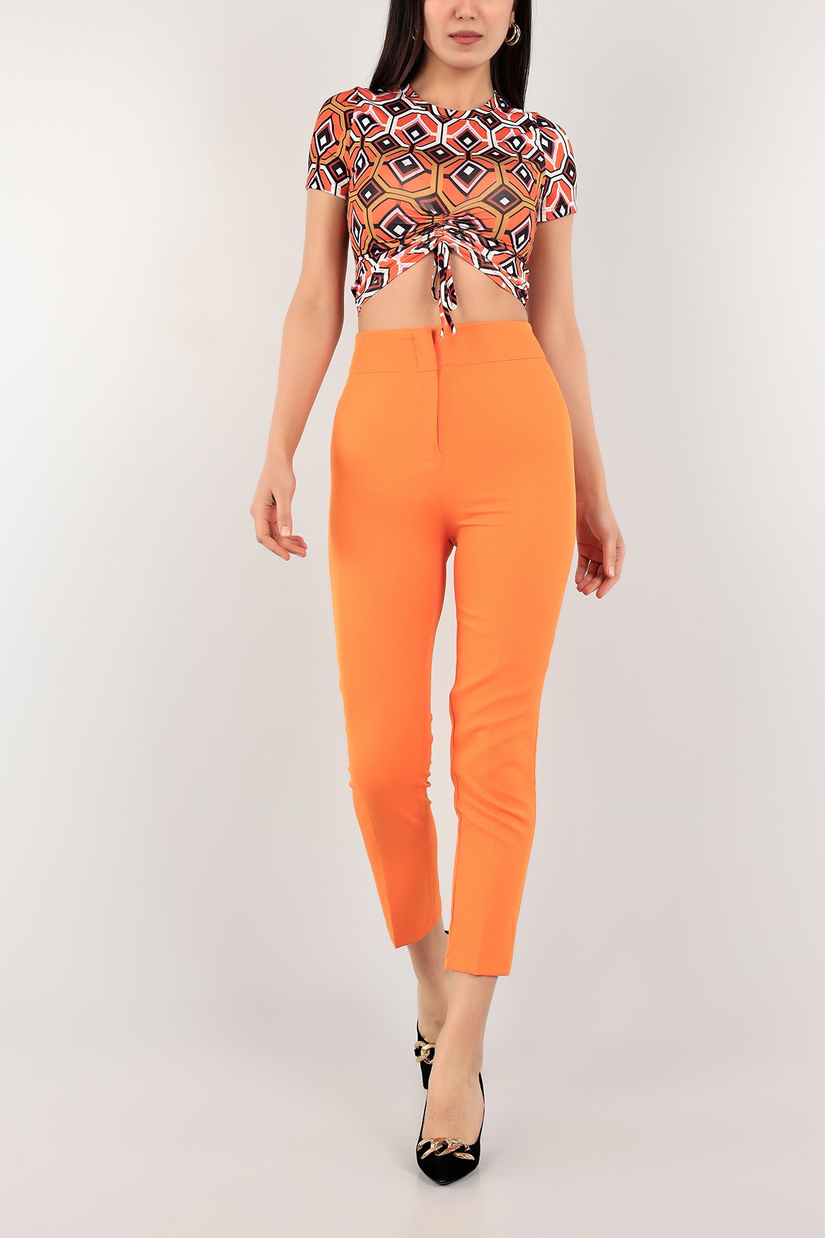 Turuncu Yeni Sezon Tasarım Pantolon 110371 | ModamızBir | Modamizbir.Com