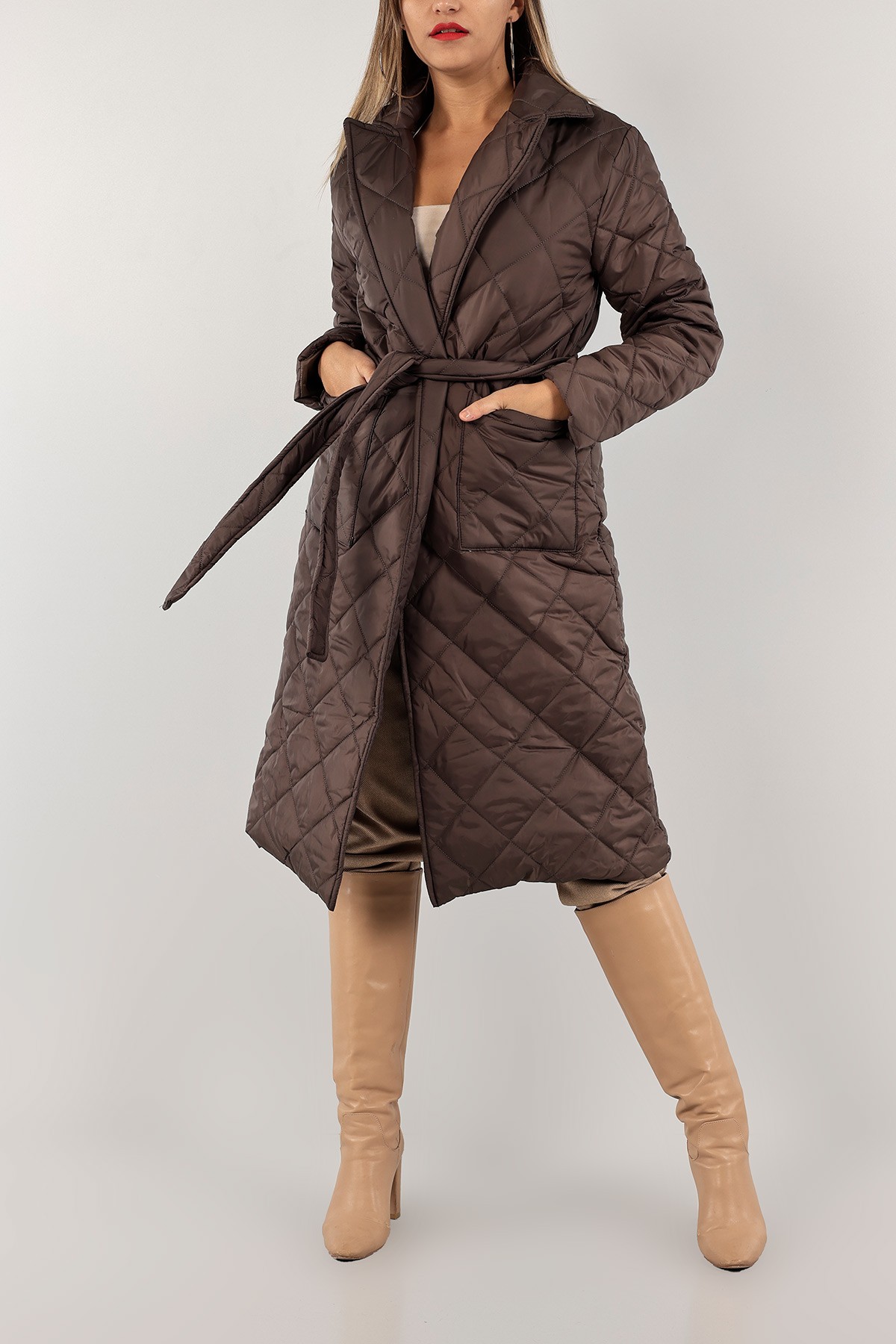 Vizon Kemerli Dolumlu Kapitone Bayan Mont 130690 | ModamızBir ...