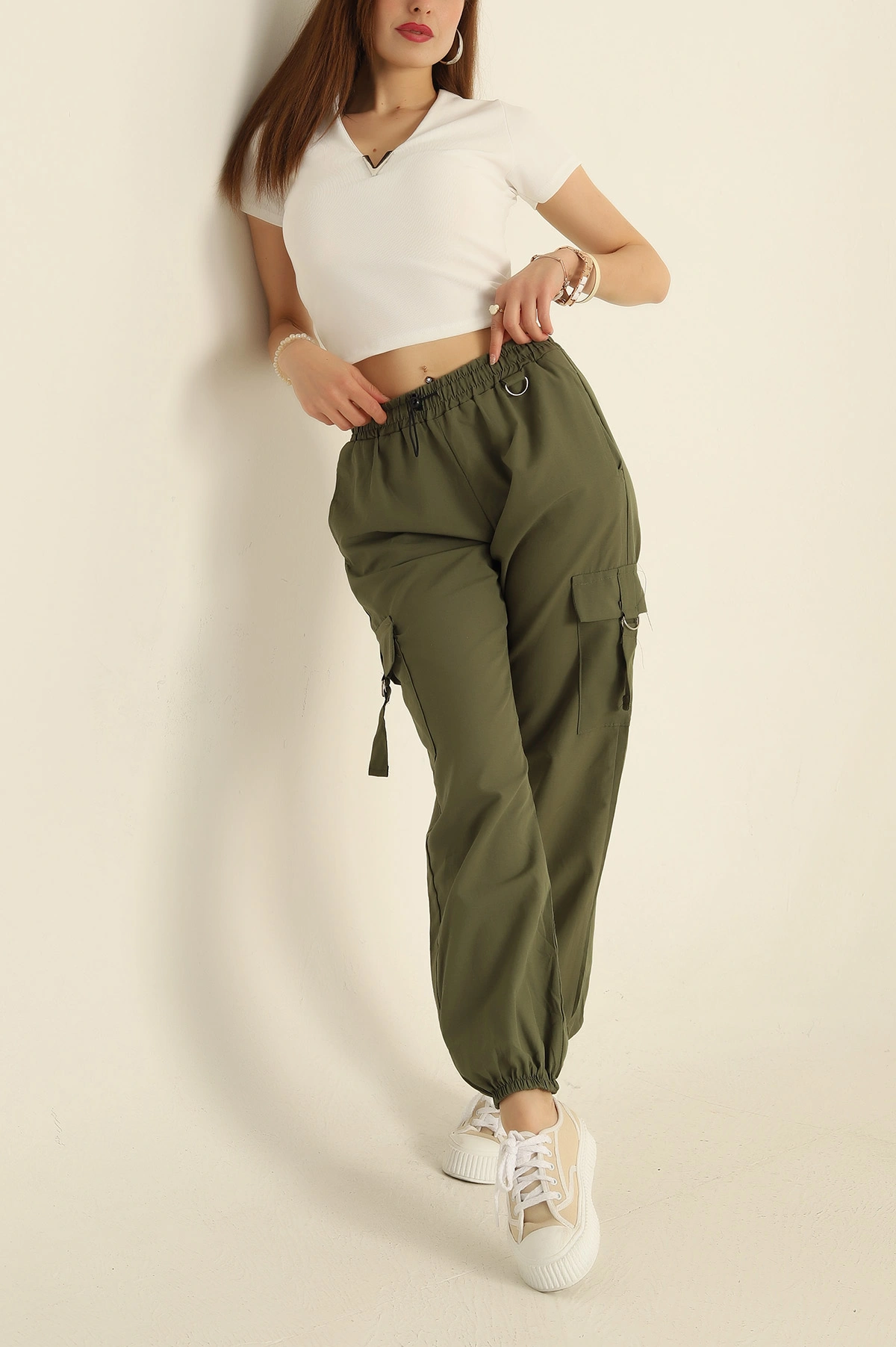 Yeşil Kargo Cepli Bayan Soft Kumaş Pantolon 279320 | ModamızBir ...