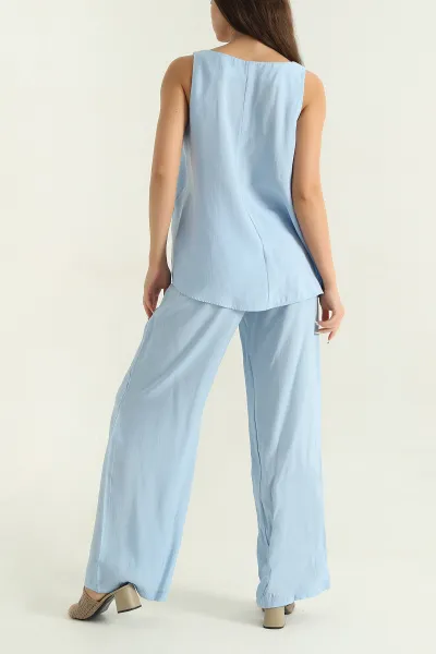 Bebe Mavisi Pantolon Bluz Modal Kadın İkili Takım 367587
