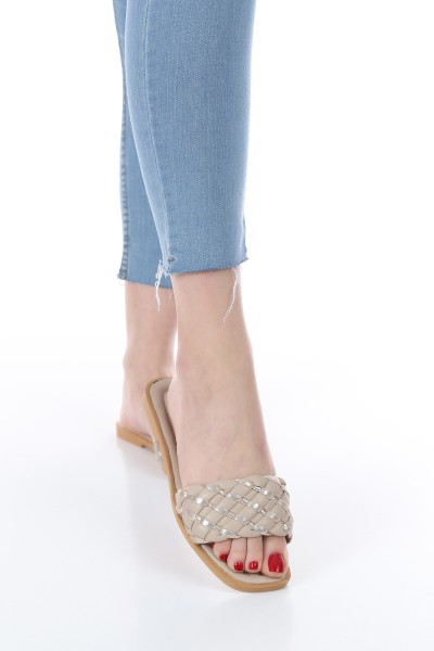 Bej Örgü Kadın Terlik 171384 | ModamızBir | Modamizbir.Com