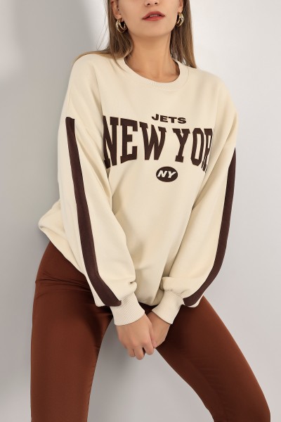 Bej Şardonlu Baskılı Bayan Sweat 142466 | ModamızBir | Modamizbir.Com Bej Şardonlu Baskılı Bayan Sweat 142466 | ModamızBir | Modamizbir.Com