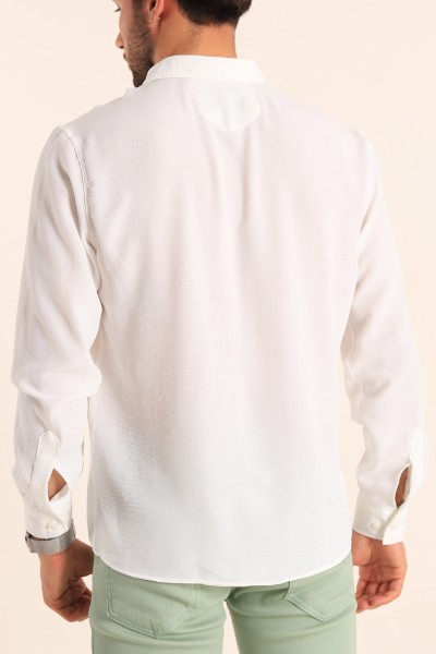 Beyaz Aerobin Keten Uzun Kollu Erkek Gömlek 187706 | ModamızBir ...