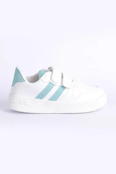 Beyaz Su Yeşili (31-35 Filet) Çift Çizgili Cırtlı Cilt Çocuk Ayakkabı ...