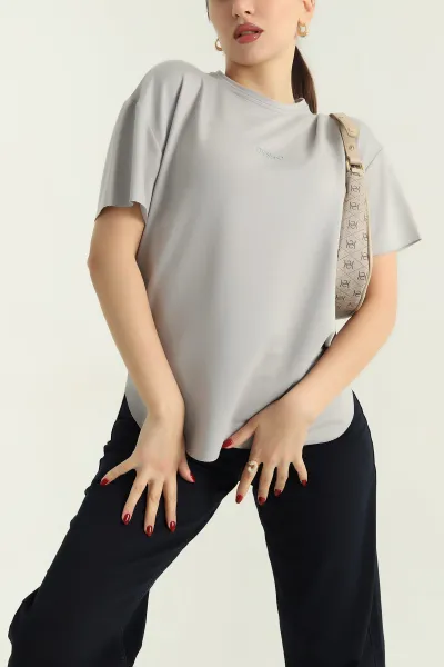 Füme Bisiklet Yaka Oysho Bayan Tişört 335877