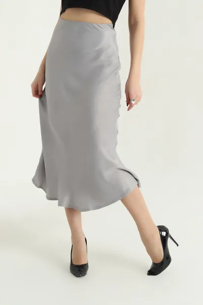 Füme Saten Beli Lastikli Etek 339336