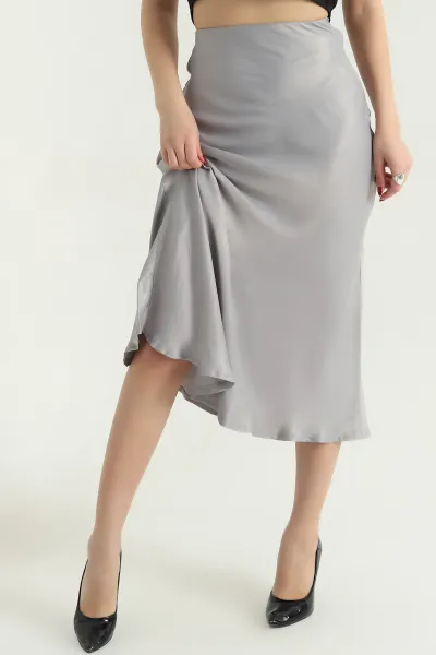 Füme Saten Beli Lastikli Etek 339336