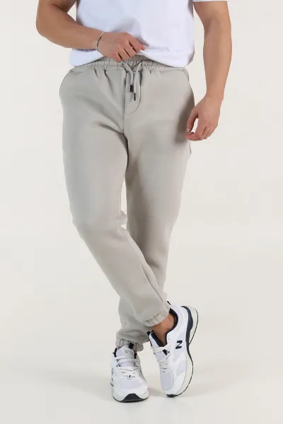 Gri Regular Fit Üç İp Şardonlu Paça Lastikli Erkek Eşofman Altı 398048