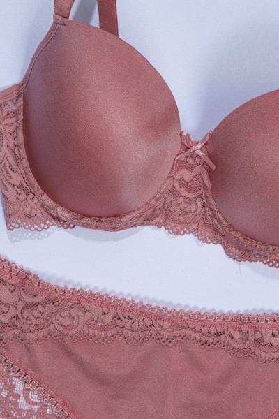 Gül Kurusu Dantelli Desteksiz C Cup Mikro Sütyen Takımı 218252 ...