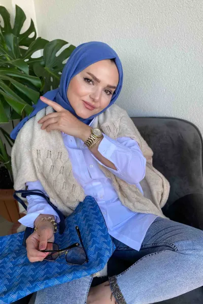İndigo 180x70 Pamuk Kraş Kırışmaz Şal 270789