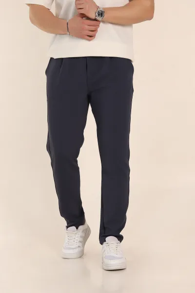 İndigo Relaxed Fit Dokulu Belden Bağlamalı Erkek Jogger Pantolon 352814