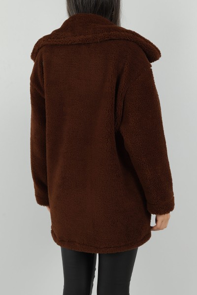 Kahverengi Yeni Sezon Bayan Peluş Mont 144346 | ModamızBir | Modamizbir.Com