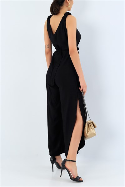 49,95 TL Kemerli Yırtmaçlı Siyah Bayan Tulum 33898 | Modamızbir ...