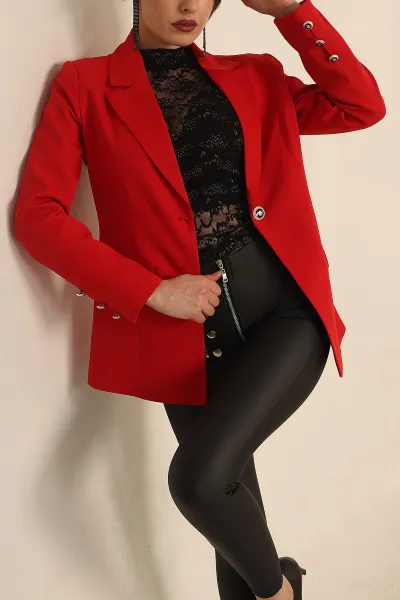 Kırmızı Astarlı Blazer Bayan Ceket 235462 | ModamızBir | Modamizbir.Com Kırmızı Astarlı Blazer Bayan Ceket 235462 | ModamızBir | Modamizbir.Com