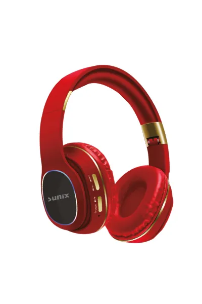 Kırmızı Sunix Wireless 5.0 Süper Bass Kulak Üstü Bluetooth Kulaklık ...