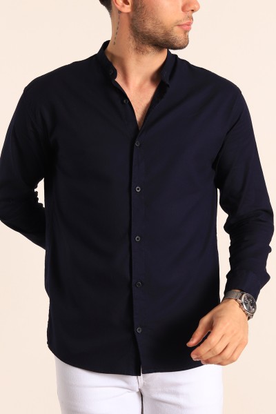 Lacivert Yazlık Gabardin Hakim Yaka Erkek Gömlek 183993 | ModamızBir ...