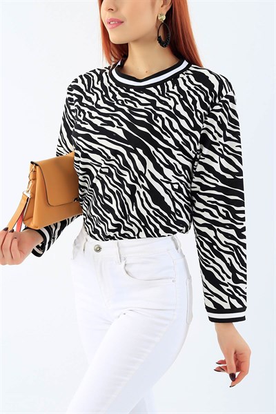 24,95 TL Likralı Zebra Desen Bluz 27640B | Modamızbir | Modamizbir.Com