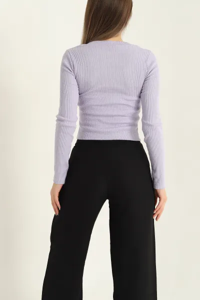 Lila V Yaka Fitilli Bluz 314655