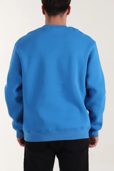 Mavi Üç İp Şardonlu Bisiklet Yaka Erkek Sweatshirt 410904